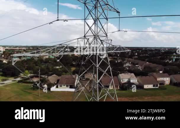 Power line. Transmission tower, power tower or electricity pylon. High ...