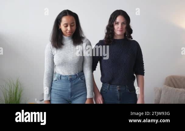 Funny friends. Playful women. Tricky game. Happy curious ladies ...