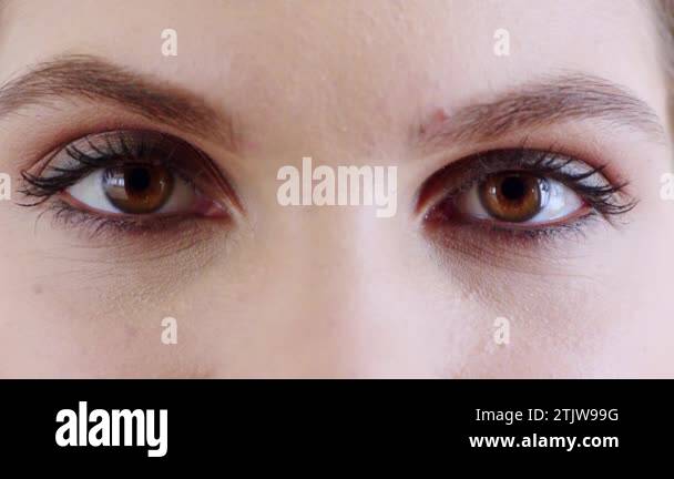 Eyes, zoom and woman eyelash with facial recognition and biometric ...