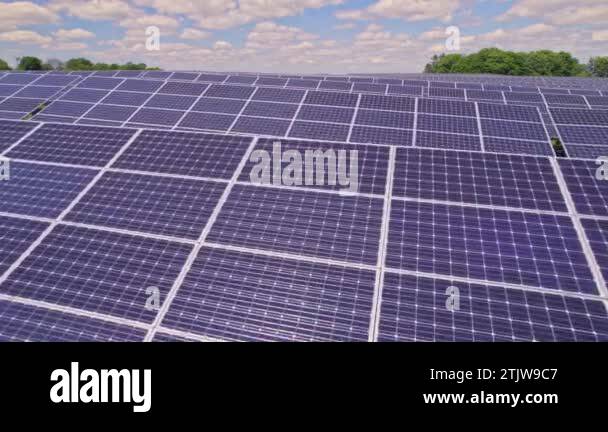 Solar panels aerial view. Modern photovoltaic electricity system ...