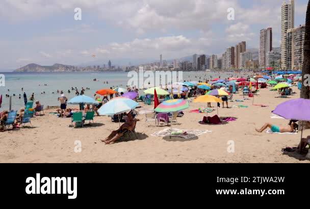 Benidorm Spain, 1st July 2023: Footage of the beautiful city of ...