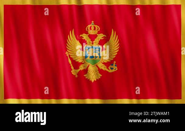 Montenegro National Flag. Seamless loop animation closeup waving. High ...