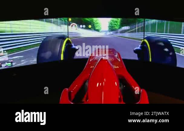 A Ferrari test drive simulator cockpit and seat at the Ferrari Museum ...