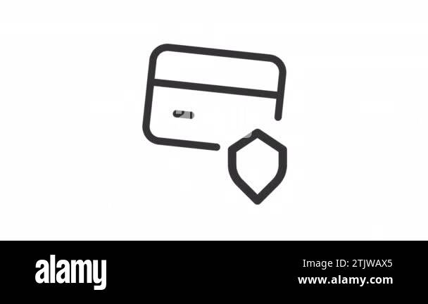Animated card security line ui icon. Account safety. Banking. Seamless loop HD video with alpha ...
