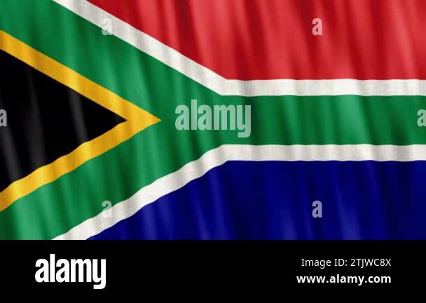 South Africa National Flag. Seamless loop animation closeup waving ...