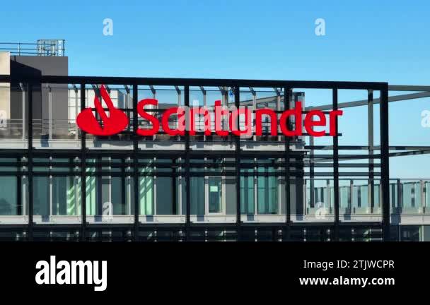 Santander Bank Headquarters Building Logo Stock Video Footage - Alamy