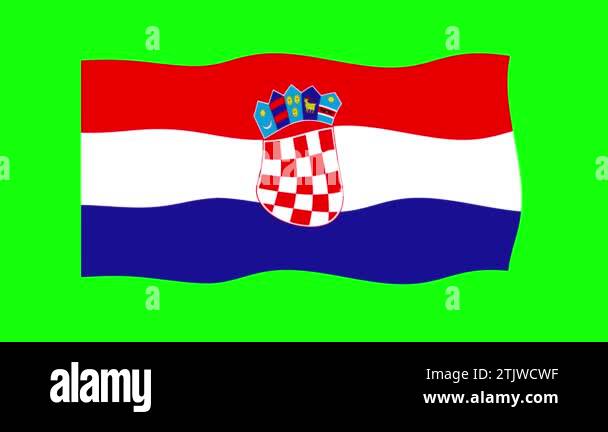 Croatia Waving Flag 2D Animation on Green Screen Background. Looping ...