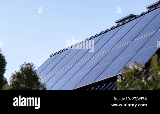 4k zoom in out New ecologic house with solar panels Alternative to ...