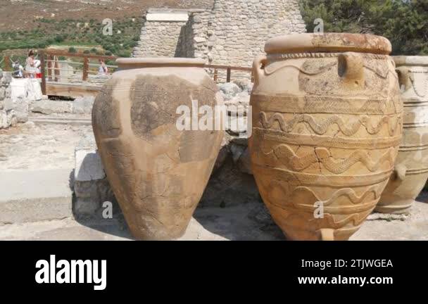 Ancient amphoras on the territory famous Knossos Palace of King Minos ...