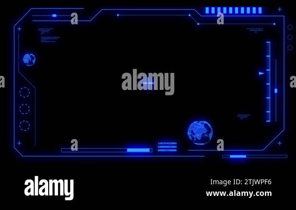 Glow blue video overlay template futuristic cyber and technology ...
