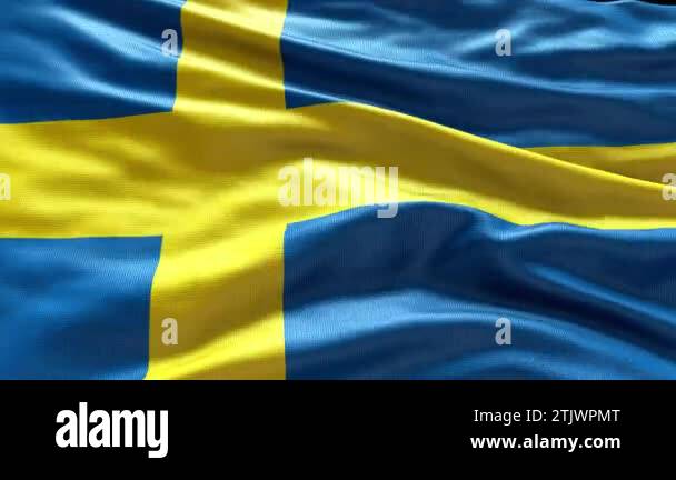4k render Sweden Flag video waving in wind. Sweden Flag Wave Loop ...
