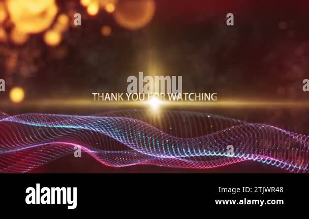 Abstract Thank you for watching glow golden light motion text Science technology futuristic 3D ...