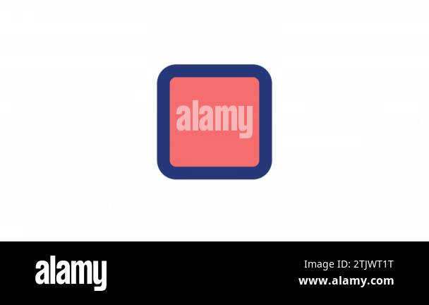 Animated full stop color ui icon. Multimedia player control. Finish playing. Seamless loop HD ...