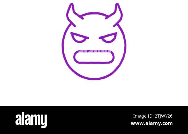 Emoticon with horns evil. Animated doodle emoticon. Alpha channel ...