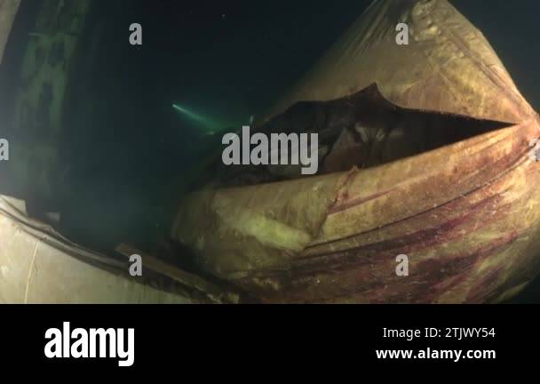 Scuba divers swims on the Shipwreck Swedish ferry MS Zenobia. Wreck ...