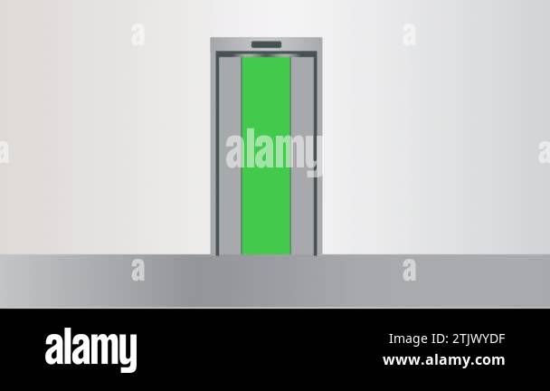 Elevator Lift Doors Closing and Opening by revealing the Green Screen ...