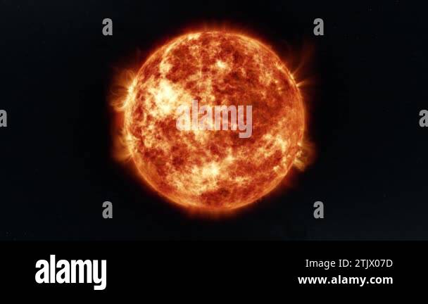 Earth's sun in outer space. Artistic 8K concept 3D animation as wide ...