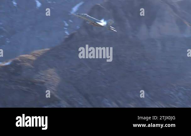 Fighter jet planes fly into narrow mountain valley and release flare ...