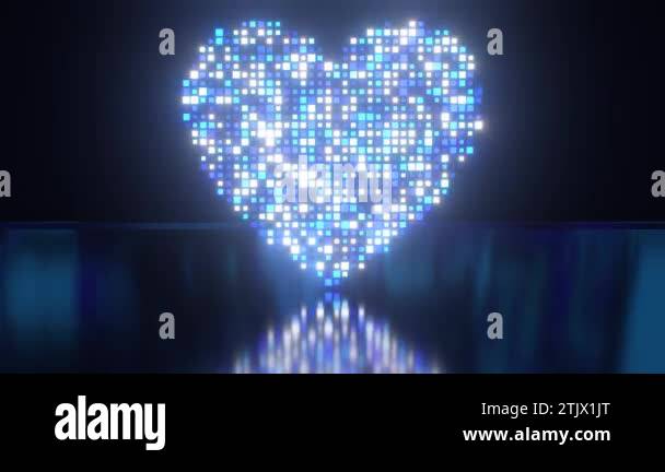 Digital Heart Made Of Square Pixels Flashing Blue White Neon Colors ... Digital Heart Made Of Square Pixels Flashing Blue White Neon Colors ...