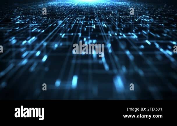 Hi-tech Space Scifi Network Landcape Background/ 4k animation of an abstract digital data ...