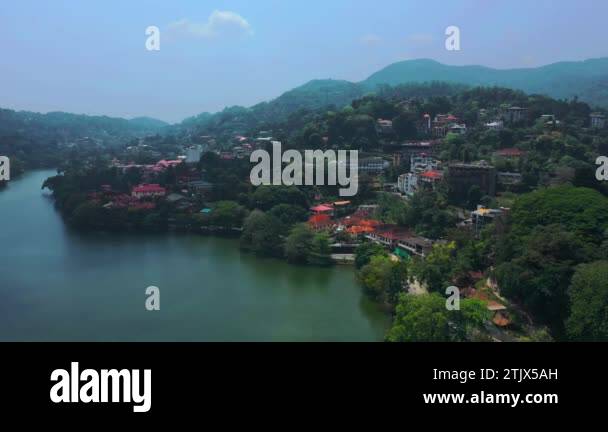 Skyline aerial drone view of Kandy lake, stunning place in the heart of ...