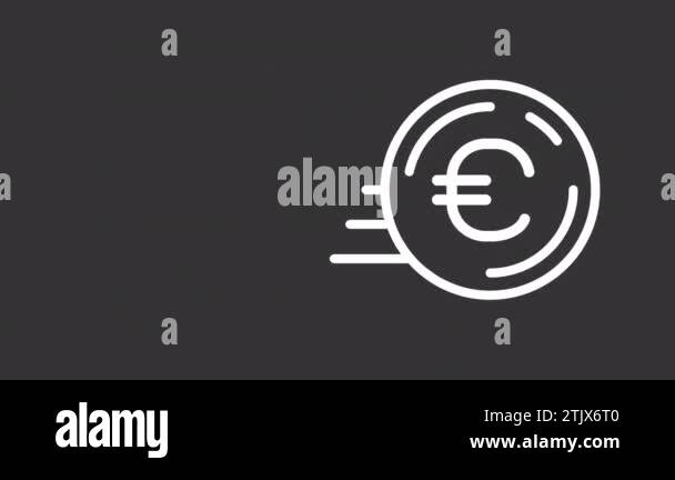 Animated slide euro white line icon. Technology of money transfers ...