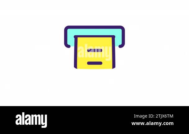 Animated receipt color ui icon. Automated teller machine. ATM feature ...