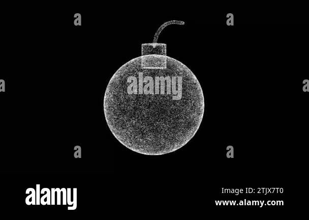 3D Bomb rotates on black background. War weapon concept. Military store ...