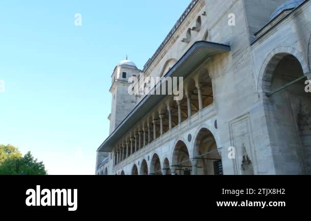 Outside detail from Suleymaniye Mosque, known as Suleymaniye Camii, 4k 60 fps video in Istanbul ...