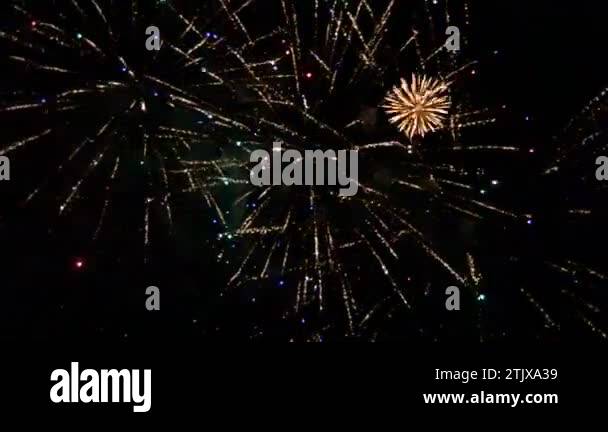 Fireworks in the dark night sky.Colorful fireworks celebration on dark ...