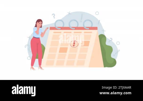 Animated irregular menses concept. Looped 2D cartoon flat character on ...