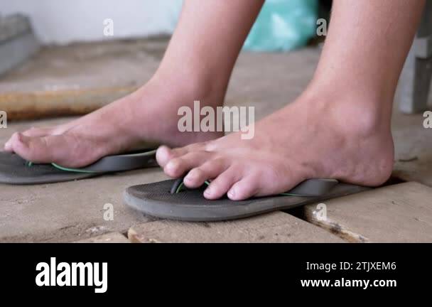 Child Moving Dirty Bare Feet, Wiggling Fingers, Doing Relaxation ...