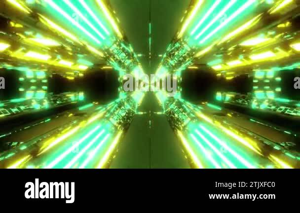 Flight in abstract sci-fi tunnel seamless loop. Futuristic VJ motion graphics for music video ...