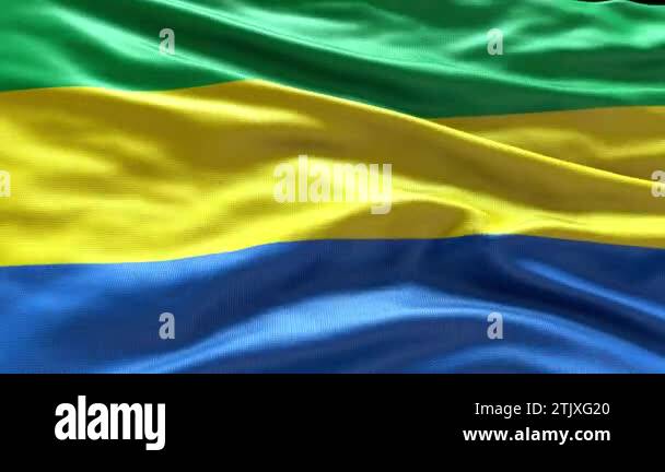 4k render Gabon Flag video waving in wind. Gabon Flag Wave Loop waving ...
