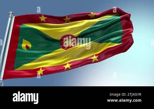 4k render Grenada Flag video waving in wind. Grenada Flag Wave Loop ...