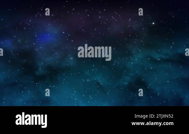 Animation of shooting star, glowing spots and particles over clouds ...