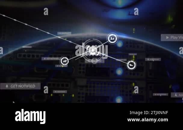 Animation of network of connections and social media icons Animation of ...