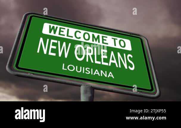 Welcome to New Orleans, Louisiana. USA Road Sign With Dark Stormy ...