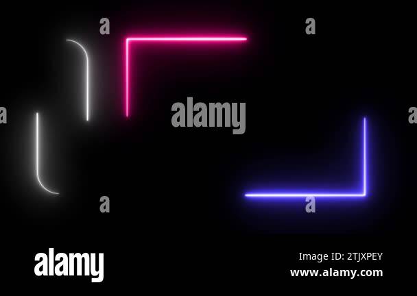 Portait and landscape name and photo frames with animated neon style ...
