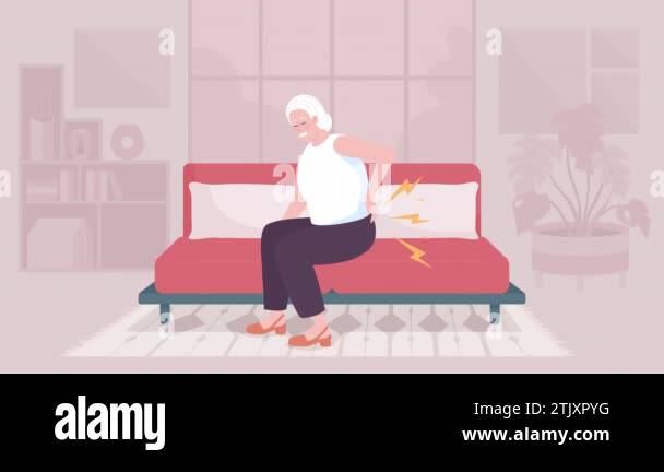 Animated sharp backache illustration. Age related osteoarthritis. Pain ...