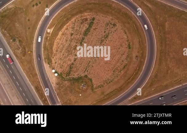 Round circle exit or entrance to highway for high speed commute and ...