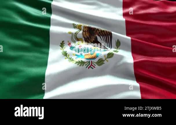 4k render Mexico Flag video waving in wind. Mexico Flag Wave Loop ...