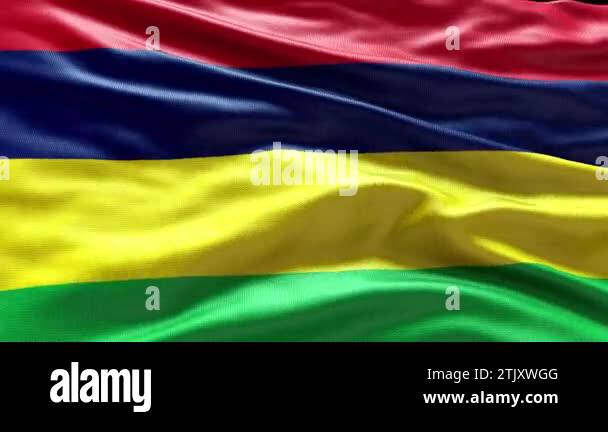 4k render Mauritius Flag video waving in wind. Mauritius Flag Wave Loop ...
