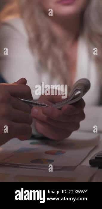 Vertical video. Business revenue. Teamwork discussion. Financial ...