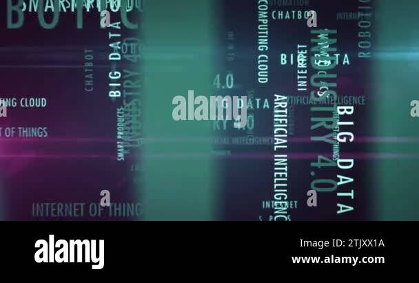 Industry 4.0 revolution kinetic text abstract concept animated. Artificial intelligence and ...