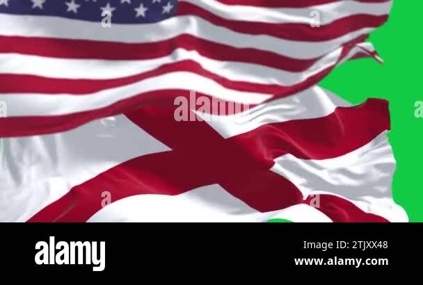 United States and Alabama flags waving together. The flag of Alabama ...