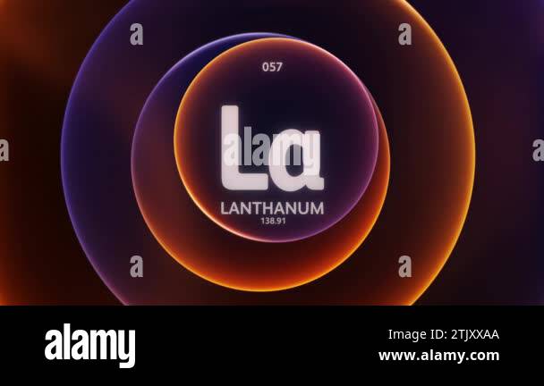 Lanthanum as Element 57 of the Periodic Table. Concept animation on ...