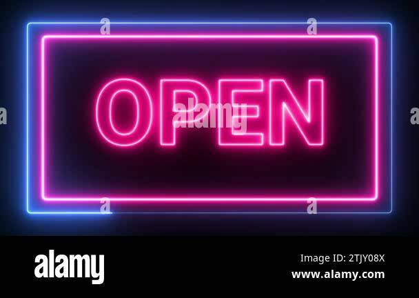 We're Open Neon Sign Background Seamless Looping 4k animation of a neon ...