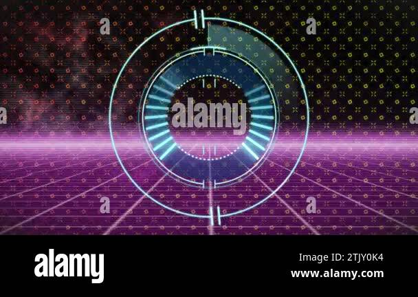 Animation of scope scanning over shapes and lines on black background ...