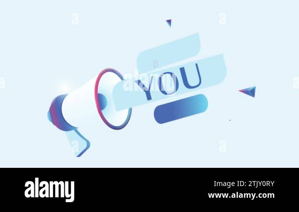 Did you know text with 3d realistic megaphone animation. Megaphone sign ...